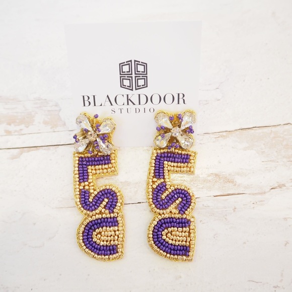 Jewelry | Beaded Louisiana State University Tigers Earrings Game Day ...